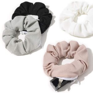 pocket scrunchies hair ties with hidden zipper stash scrunchy ponytail holder