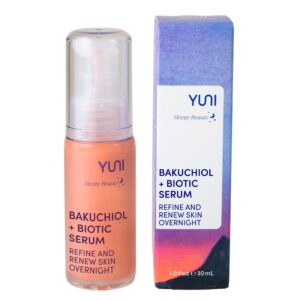 yuni beauty face serum (1 oz) bakuchiol serum + biotic natural, vegan anti aging face moisturizer for women, face moisturizer for dry skin, all natural retinol alternative, paraben-free, cruelty-free