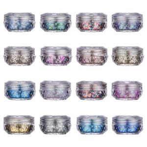 oneleaf holographic chunky glitter 16 colors total 120g face body eye hair nail festival chunky mermaid dreams holographic sequins glitter for christmas, mixed different size