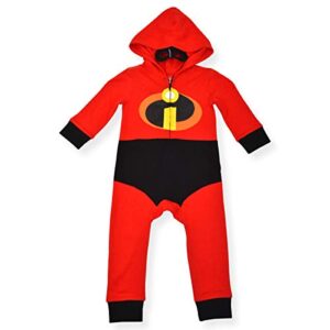 disney the incredibles boys long sleeve hooded romper for infant and toddlers