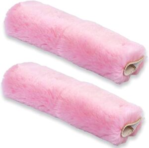 andalus australian merino sheepskin seat belt covers - 100% authentic, ultra-soft, hypoallergenic, neck protection pads for cars & backpacks (pack of 2, pink)