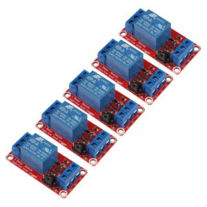 aoicrie 5pcs dc 5v 1 channel relay module board shield with optocoupler isolation support high or low level compatible development board trigger