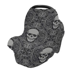 nursing cover breastfeeding scarf skull pattern- baby car seat covers, stroller cover, carseat canopy (m)