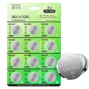 skoanbe 12 pack cr1620 3v lithium battery for car remote key fob