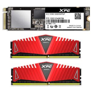 xpg sx8200 pro 1tb m.2 pcie 2280 nvme 3x4 ssd with z1 ddr4 3200mhz 2x8gb cl16 desktop memory red bundle