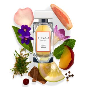 pinrose perfumes merry maker - eau de parfum fragrance spray for women - clean, vegan, cruelty-free, and hypoallergenic scent with essential oils - notes of nectarine, violet, tonka bean, rose, jasmine and musk