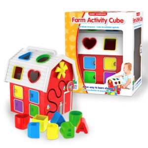 the learning journey - early learning - farm activity cube - shape sorter for toddlers ages 12 months and up - award winning toys