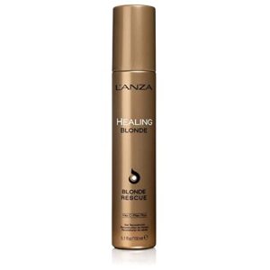 l'anza healing blonde rescue, leave-in bleach damage reconstructor, renews strength, replenishes moisture, and protects hair color, with triple uv and heat protection (5.1 fl oz)