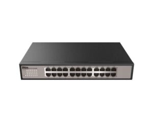 netis 24 port unmanaged gigabit switch, desktop ethernet splitter, ethernet hub, plug and play, fanless quite, traffic optimization, sturdy metal, rack mountable with included mounting bracket