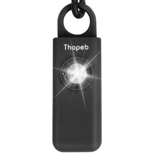 thopeb–the original personal safety alarm for women–self defense siren for women–loud siren birdie sound, led strobe light and safety alarm keychain (charcoal)