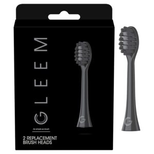 gleem toothbrush replacement brush heads refill, black, 2 count