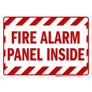 fire alarm panel inside sign, 10x7 inches, rust free .040 aluminum, fade resistant, made in usa by my sign center