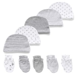 kiddiezoom baby boys' 10-piece cap and mitten bundle baby hats and mittens baby gloves