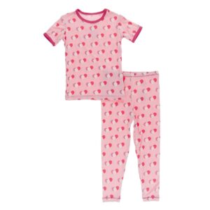 kickee happy birthday pajama set, short sleeve, long pants, snug fit pajamas (lotus birthday - 6 years)