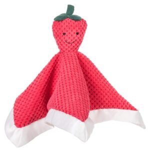 apricot lamb stuffed fruit strawberry security blanket infant nursery character blanket luxury snuggler plush baby lovey(strawberry, 13 inches)