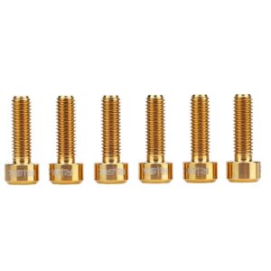 bicycle stem screw, m5 x 16mm alloy stem bolts for bicycle disc brake caliper/handlebar stem/rear rack/water bottle cage holder, 6pcs(gold)