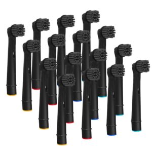 wuyan 16pcs bamboo charcoal brush heads for oral b, replacement heads rotation type electric toothbrush heads, for pro health/triumph/advance power/3d excel, black family pack