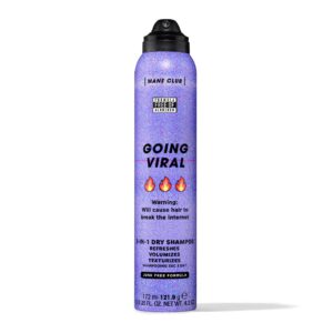 mane club going viral 3-in-1 texturizing dry shampoo, cruelty free, vegan, no sulfates or parabens, 4.3 oz