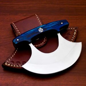 handmade d2 steel chef kitchen ulu knife heavy duty d2 steel comes with leather sheath full tang 1085