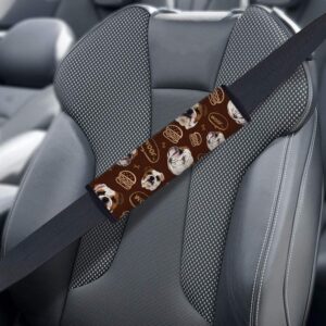 wirester soft car safety seat belt shoulder pad cover design, cushion harness comfortable pad - english bulldog face pattern