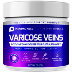 pharmapulse varicose & spider veins soothing leg cream - relaxing leg cream formula - fast-acting relief cream - expertly crafted for optimal comfort 2oz