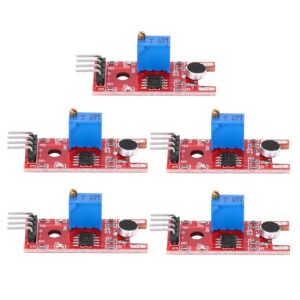 5pcs sound sensor module, 3 to 5v microphone sound sensor microphone sensor module ultra small professional microphone amplifier ic ky-038 for assembly with indicator lights