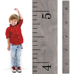 headwaters studio wooden growth chart for wall-kids sizing chart, height measurement for wall, kids height wall chart, kids height ruler, height growth chart for kids - love grows here gray (63"x6.7")