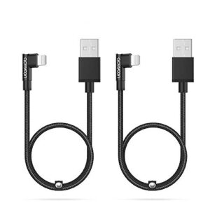 aceyoon 2 pack 1ft lightning cable right angle, mfi certified iphone charger cable, braided lightening charger cables and data sync for iphone 14/13/12/11, xs max/xr/xs/x, 8/7/6, ipad