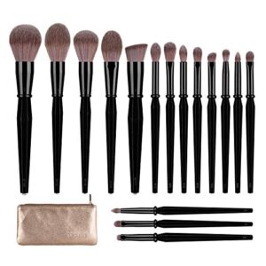 texamo makeup brush set professional for kabuki, foundation powder, contour, blush highlighter, eye shadow, makeup brushes with cosmetics bag (c-diamond brush)