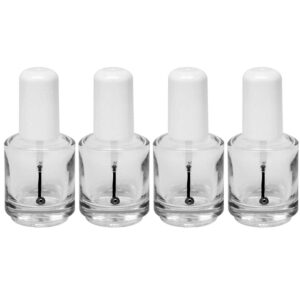 karlash premium empty polish bottle clear + brush + mixing ball + white cap 0.5 oz - 4 pieces