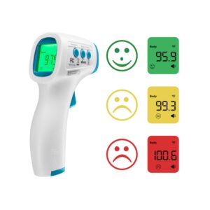 homedics non-contact infrared forehead thermometer, clinically proven fast accurate results, high-fever alert with 4-in-1 readings