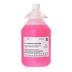 acme analytical solutions ph 4 buffer solution, color coded red, ph calibration solution, 3.8 liters, 1 gallon, nist traceable reference standard, work with all ph mater, made in the usa