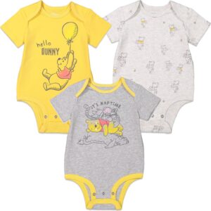 disney winnie the pooh newborn baby boys 3 pack bodysuits 0-3 months