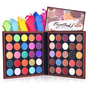 eyeseek eyeshadow palette matte 50 colors high pigmented colorful eyeshadow makeup palette shimmer bright color eye shadow powder easy to blend long lasting waterproof makeup pallet #neon