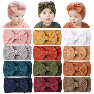 prohouse 12 pack baby nylon headbands hairbands hair bow elastics handmade hair accessories for baby girls newborn infant toddlers kids(terracotta)