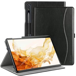 ztotopcases for samsung galaxy tab s8/s7 case 11 inch(sm-x700/x706/t870/t875/t878), pu leather folding stand cover with auto sleep/wake & multiple viewing angles, support s pen, black