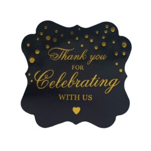 opg thank you for celebrating with us stickers, gold thank you sticker, decorative stickers for party supplies,50-pack 2"