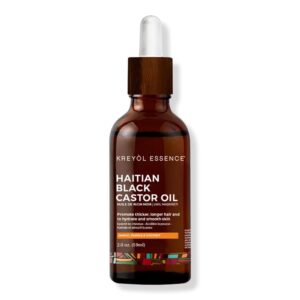 kreyol essence - haitian black castor oil for skin and hair, glass bottle - fuller-looking hair, hexane free, natural humectant