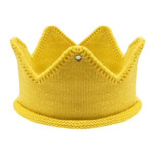 lddcx baby birthday party crown headband hat, knitted hat warm beanie cap.(ldz28) (yellow)