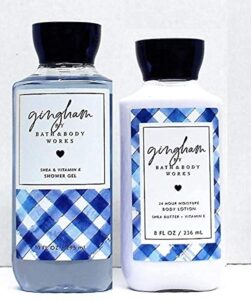 bath & body works gingham duo gift set - body lotion & shower gel - full size