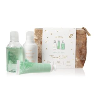 thymes travel set and beauty bag - contains body wash, body lotion & hand cream - neroli sol