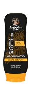 australian gold dark tanning accelerator lotion, 2020 formula, 8 fluid ounce, classic cocoa dreams