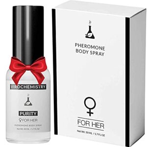 virochemistry pheromones for women (purity) body spray - elegant, ultra strength organic human pheromones fragrance body spray 50ml - [human grade pheromones to attract men]