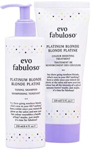 evo fabuloso - platinum blonde toning shampoo - refreshes and revives colored hair - purple shampoo to extended life of color - treated blonde hair & platinum blonde color boosting treatment - bundle