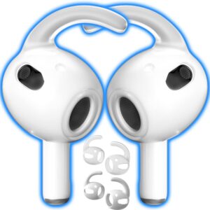 charjenpro patented ear hooks for airpods pro and airpods 3 (3rd generation). stays in ears, ultra comfortable, covers never falls off. (white & translucent)