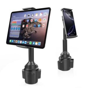 apps2car tablet holder for car, car tablet mount with adjustable clamp (up to 8.3"), 10.57" height adjustable ipad holder for 4.3"-11" cell phones & tablets, perfect travel companion