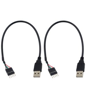 duttek usb to usb motherboard header cable, usb 2.0 type a male to 5 pin male header dupont cable cord 30cm/12in (2 pack)