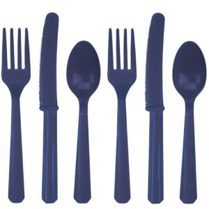 assorted navy blue plastic cutlery (pack of 24) - elegant, durable & disposable party supplies for every occasion