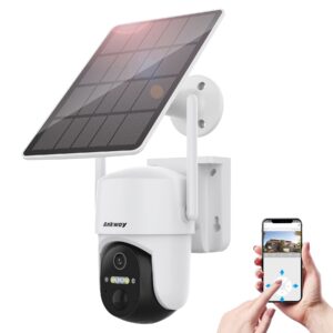 ankway solar security camera, wireless outdoor cameras with smart app, color night vision, 360° ptz wifi camera, ip65 waterproof, ai detection, 2-way talk, 3.5w solar powered panel