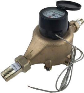 dae pd-100 1" non lead nsf61, ip68 positive displacement water meter, 1" npt couplings, pulse output, gallon